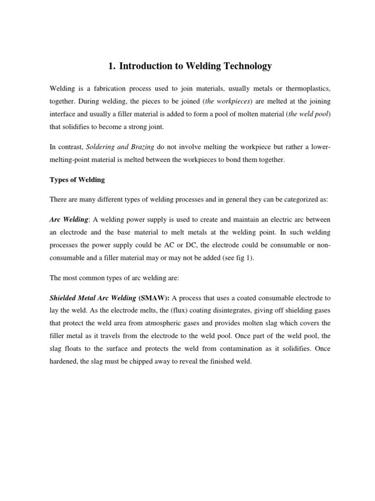 Introduction To Welding Technology and SMF | PDF | Welding | Construction