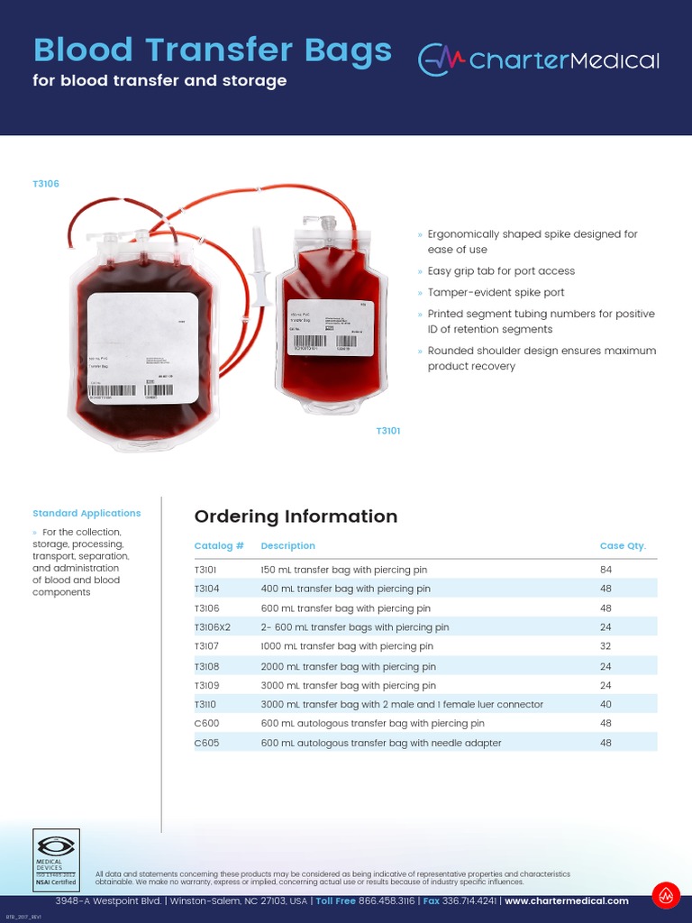Blood Transfer Bags Specifications | PDF | Computer Engineering | Computing