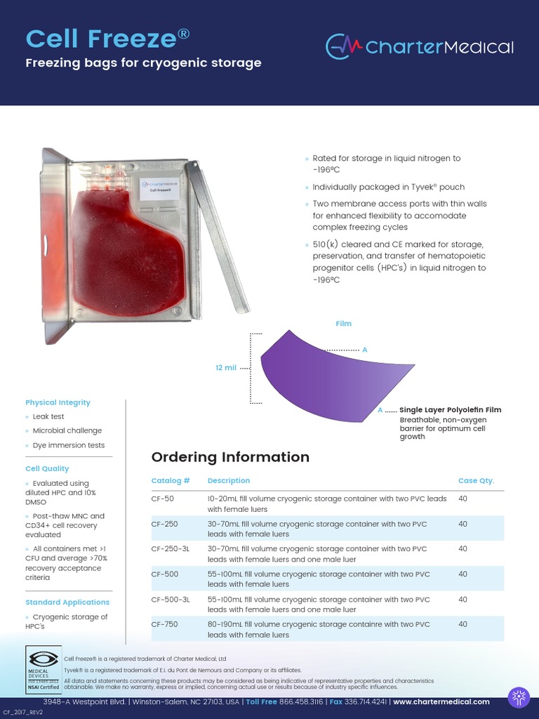 Freezing Bags For Cryogenic Storage | PDF | Cryogenics | Polyvinyl Chloride