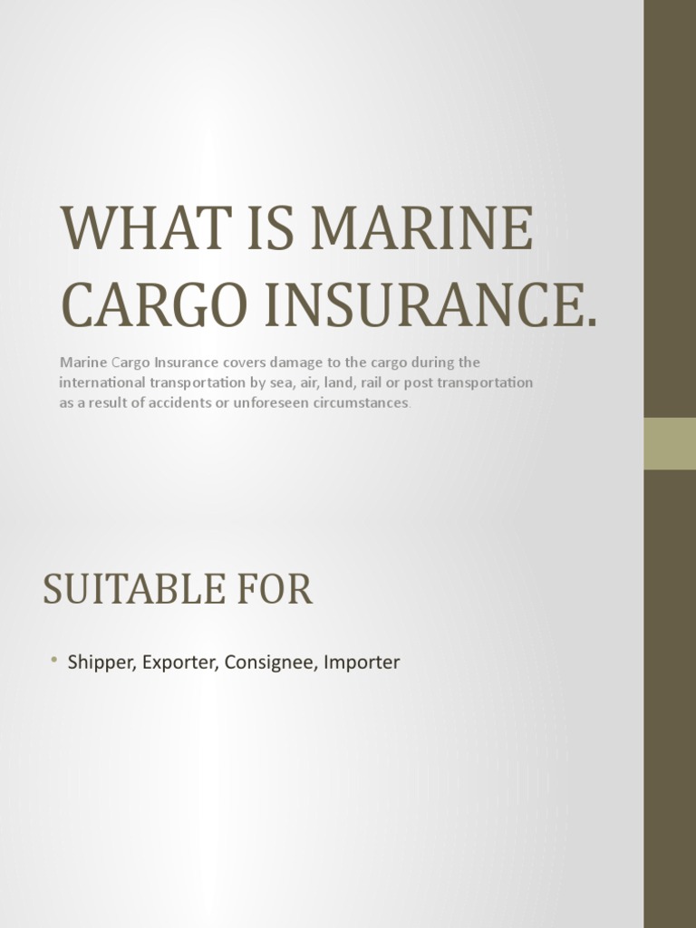 Understanding Marine Cargo Insurance | PDF