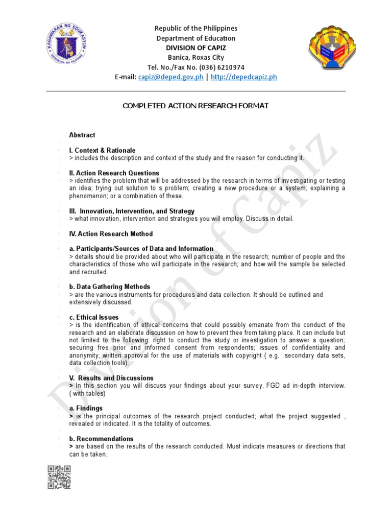 Action Research Completed Format | PDF | Data | Cognition
