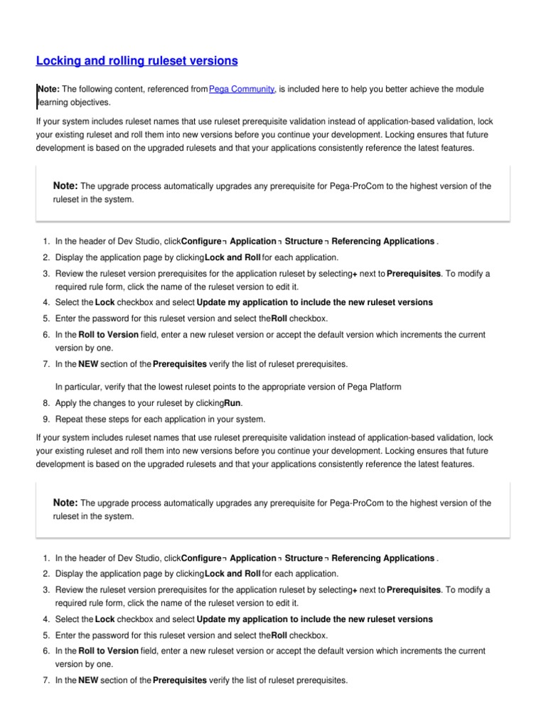 Locking and Rolling Ruleset Versions | PDF | Computing | Software