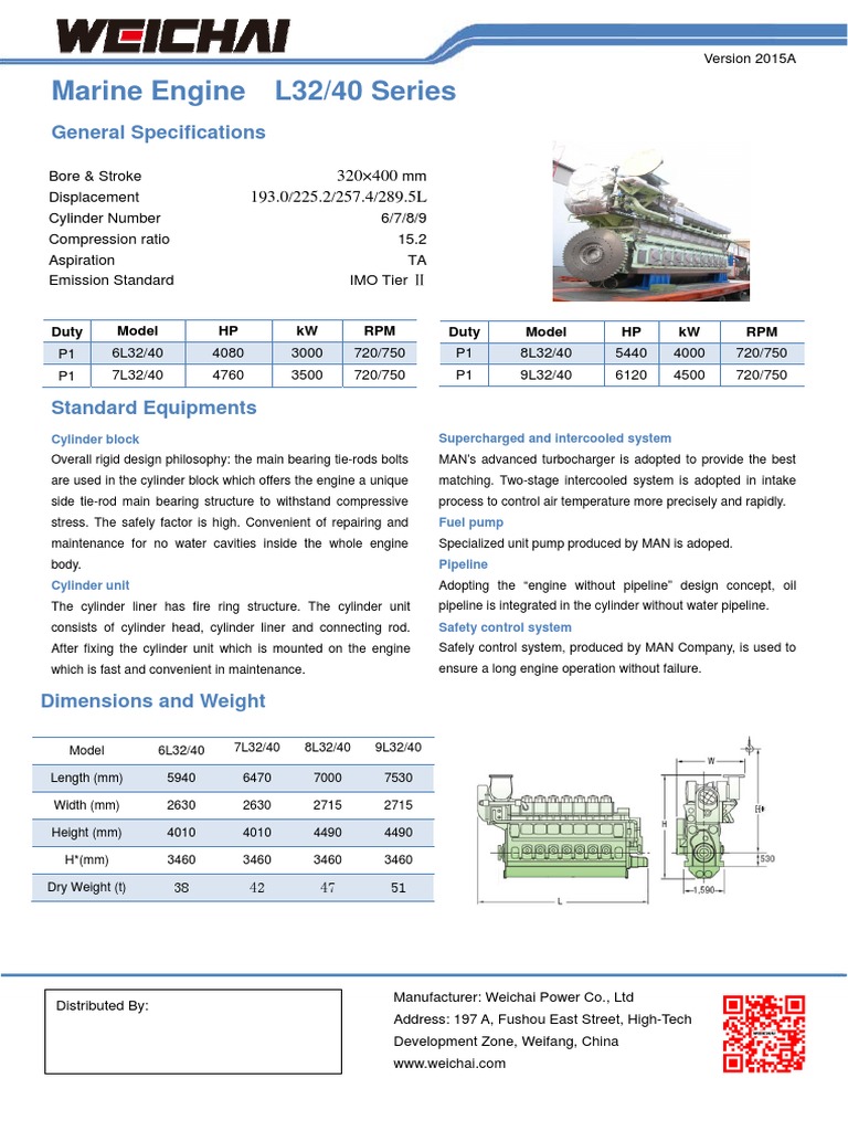Marine Engine L32/40 Series: General Specifications | PDF | Engines ...