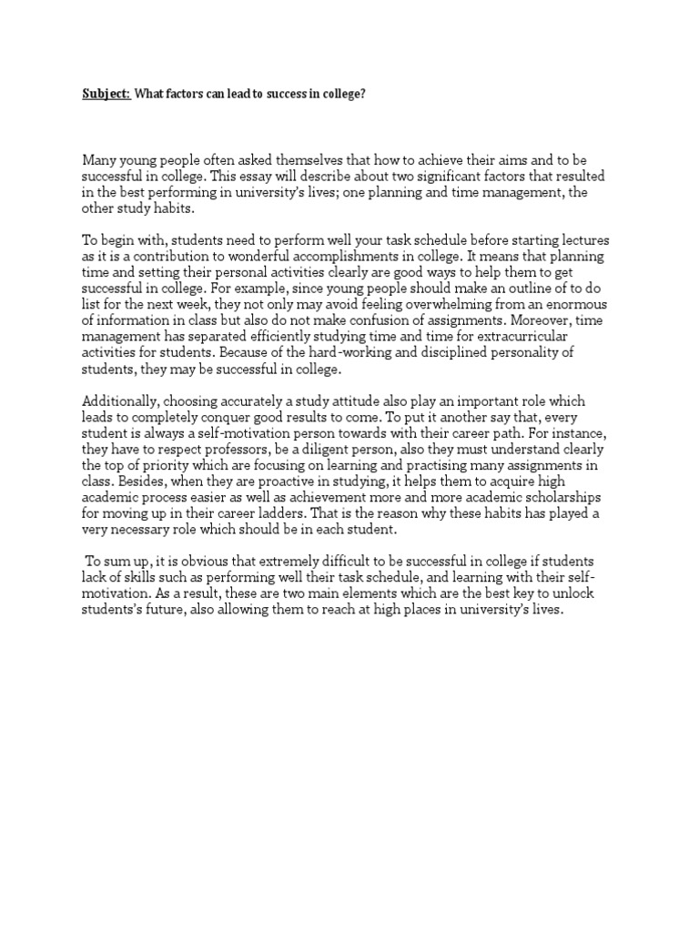 E.cause of Success in College | PDF | Career & Growth