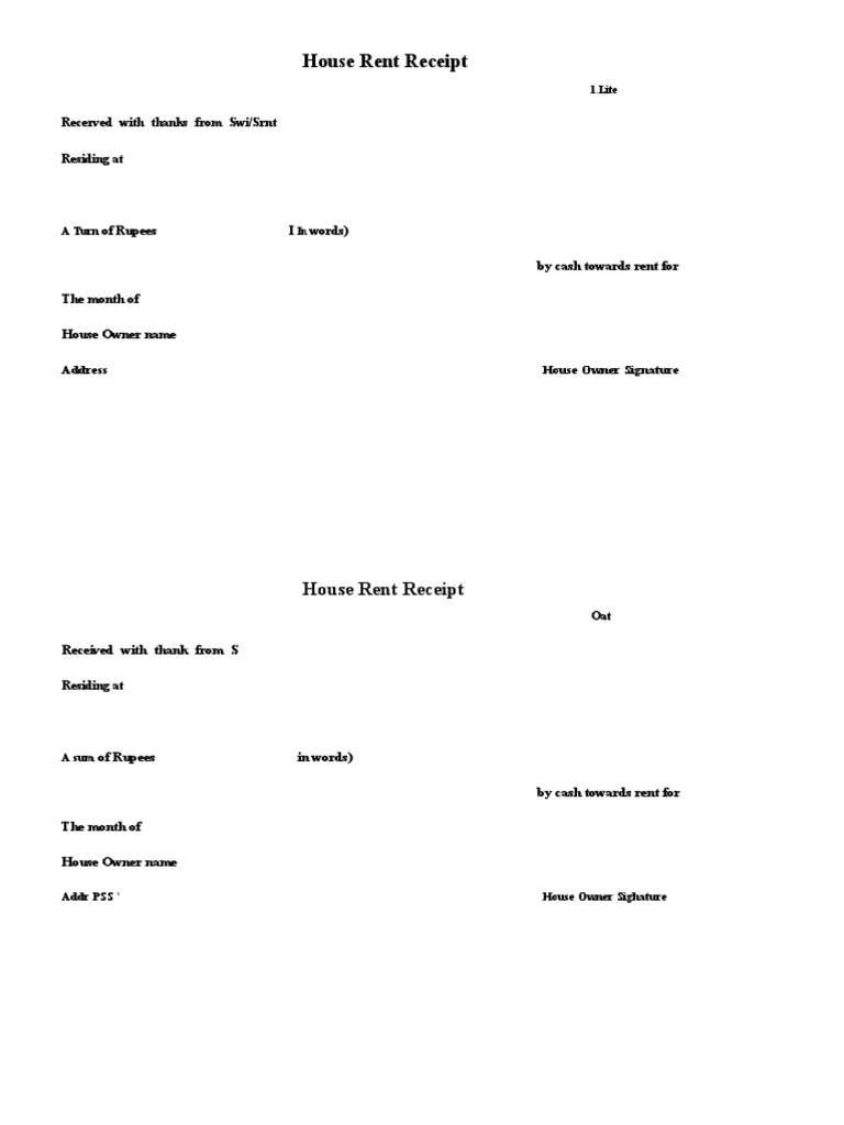 019 Rental Receipt Template Word Doc Ideas House Rent or Document With ...