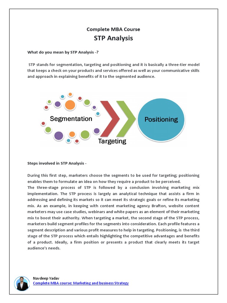 STP Analysis: Complete MBA Course | PDF | Marketing | Market Segmentation