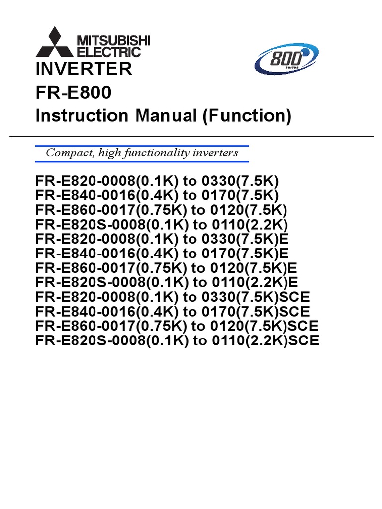 Mitsubishi E800 Manual - Function | PDF | Power Inverter | Electric Motor