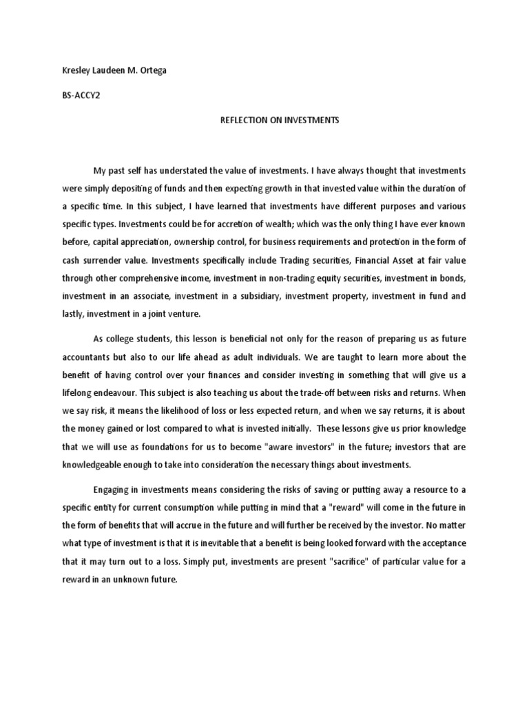 Reflection - Investments | PDF