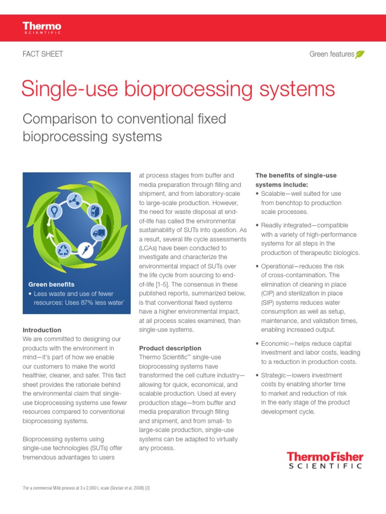 Single Use Technologies Green Fact Sheet | PDF | Life Cycle Assessment ...