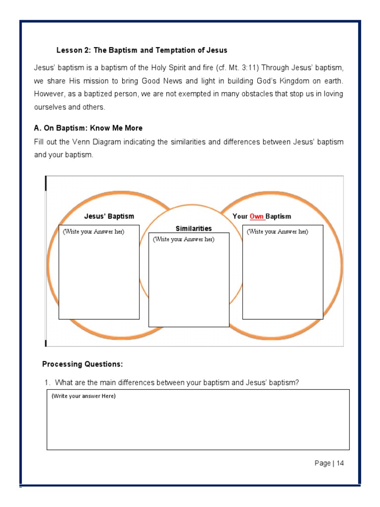 Lesson 2: The Baptism and Temptation of Jesus | Download Free PDF | Baptism