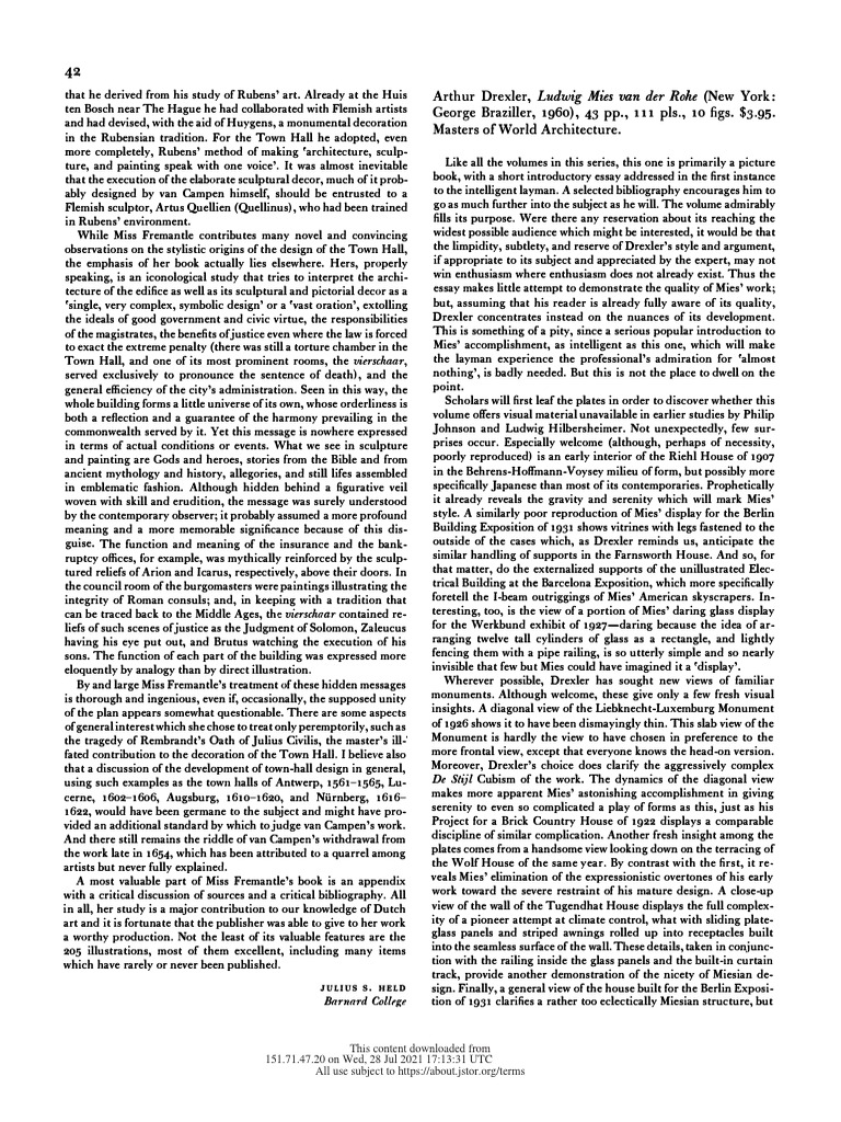 Jordy, William H - Ludwig Mies Van Der Rohe by Arthur Drexler | PDF