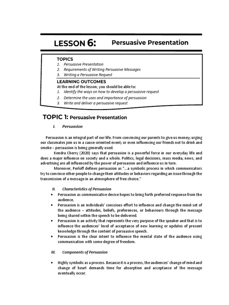 I. Persuasion: II. Characteristics of Persuasion | PDF | Persuasion ...