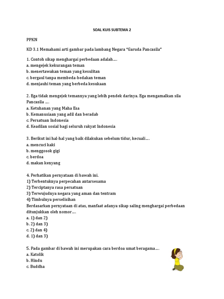 Kuis Tema 1 Sub 2 | PDF