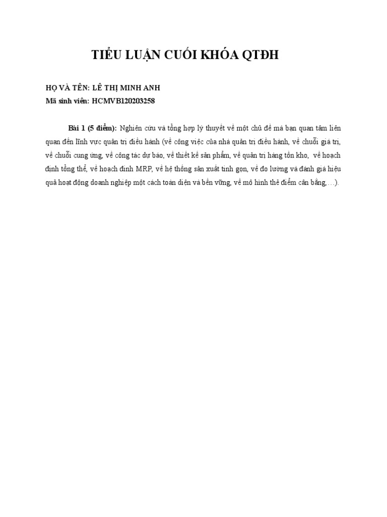 Tiểu luận QTDH | PDF