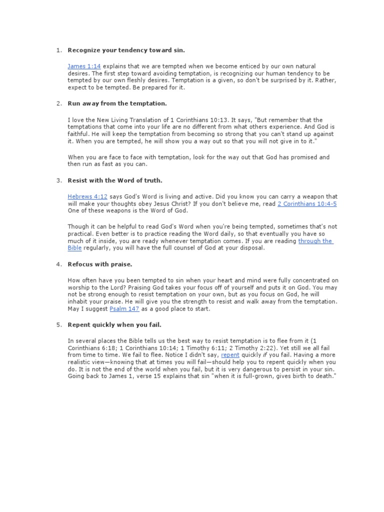 5 Steps to Overcome Temptation | PDF | God | Repentance