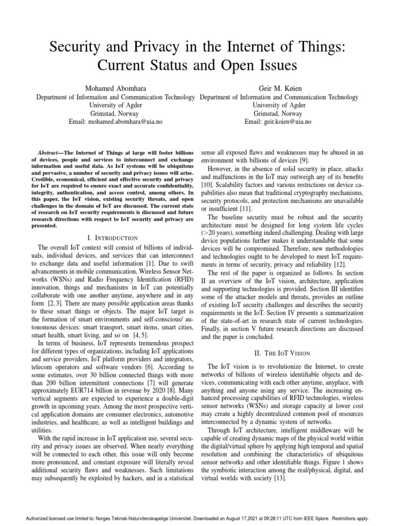 IoT Security and Privacy Challenges | PDF | Internet Of Things ...