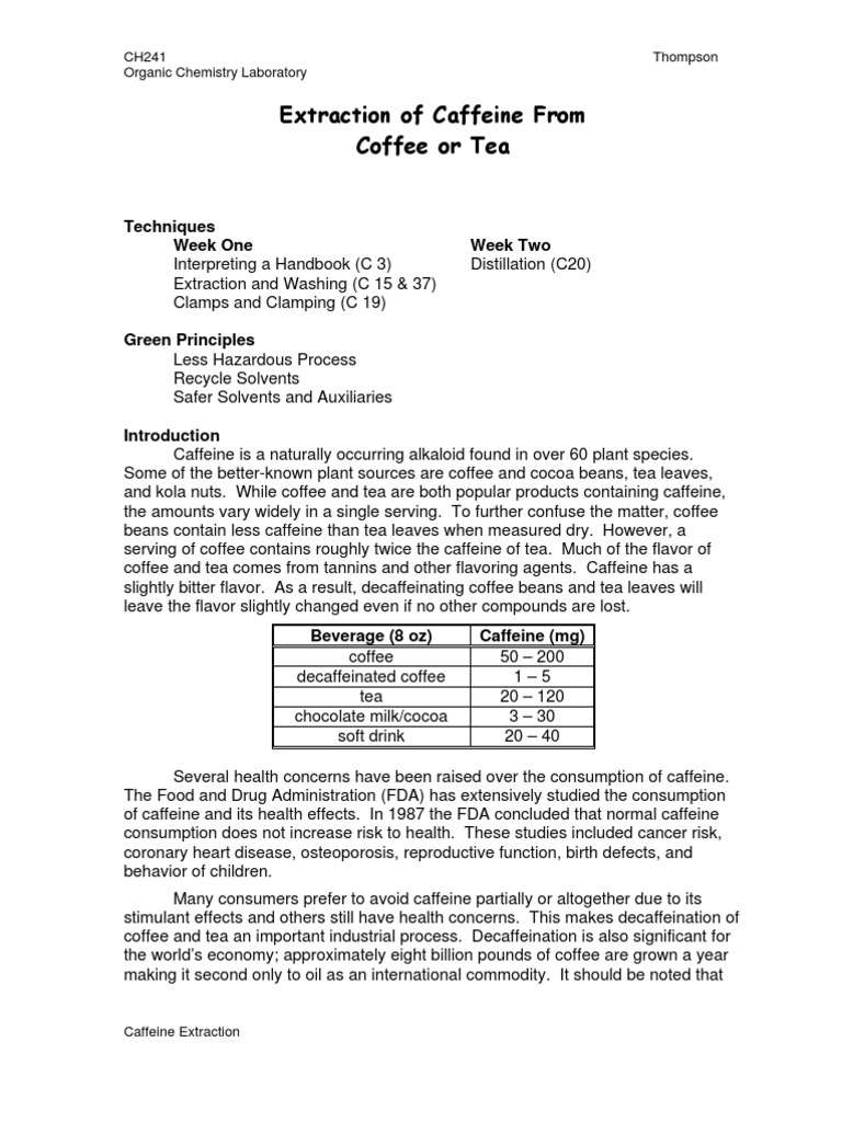 Caffeine Extraction | PDF | Solubility | Coffee