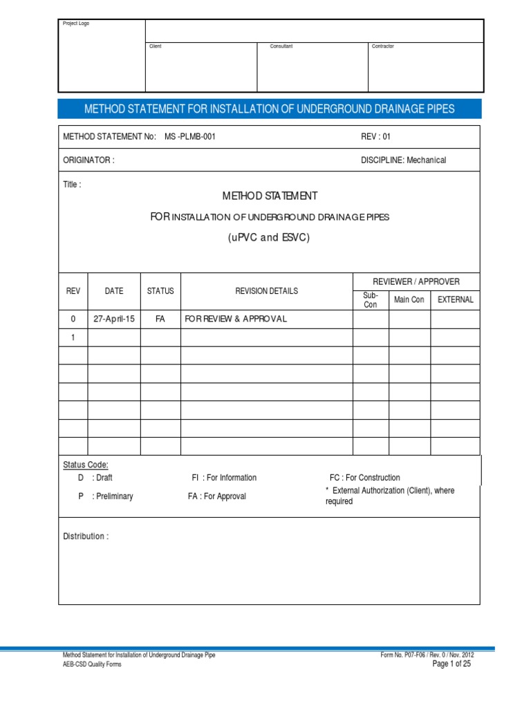 Ms For Upvc & Esvc Underground Pipes 01 | PDF | Pipe (Fluid Conveyance ...