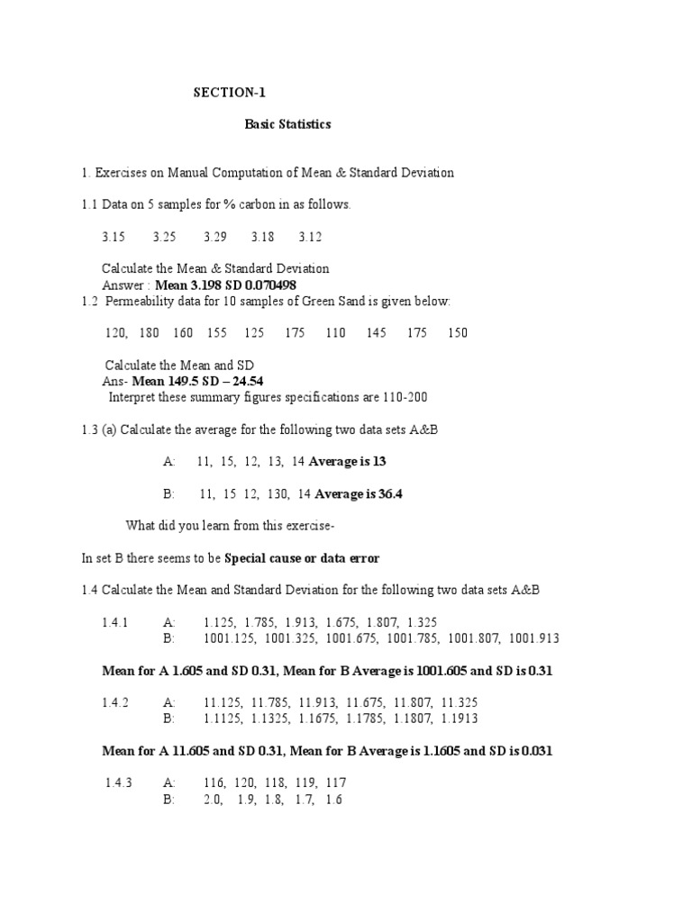 Section-1 Basic Statistics | PDF