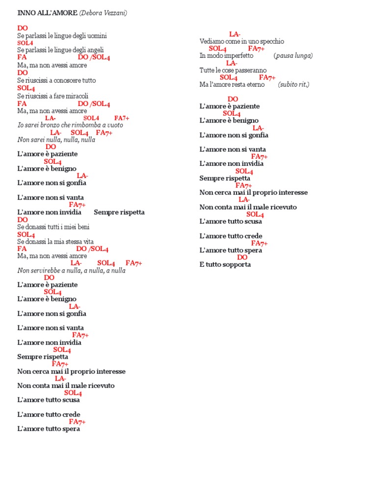 175 INNO ALL'AMORE Accordi DO | PDF