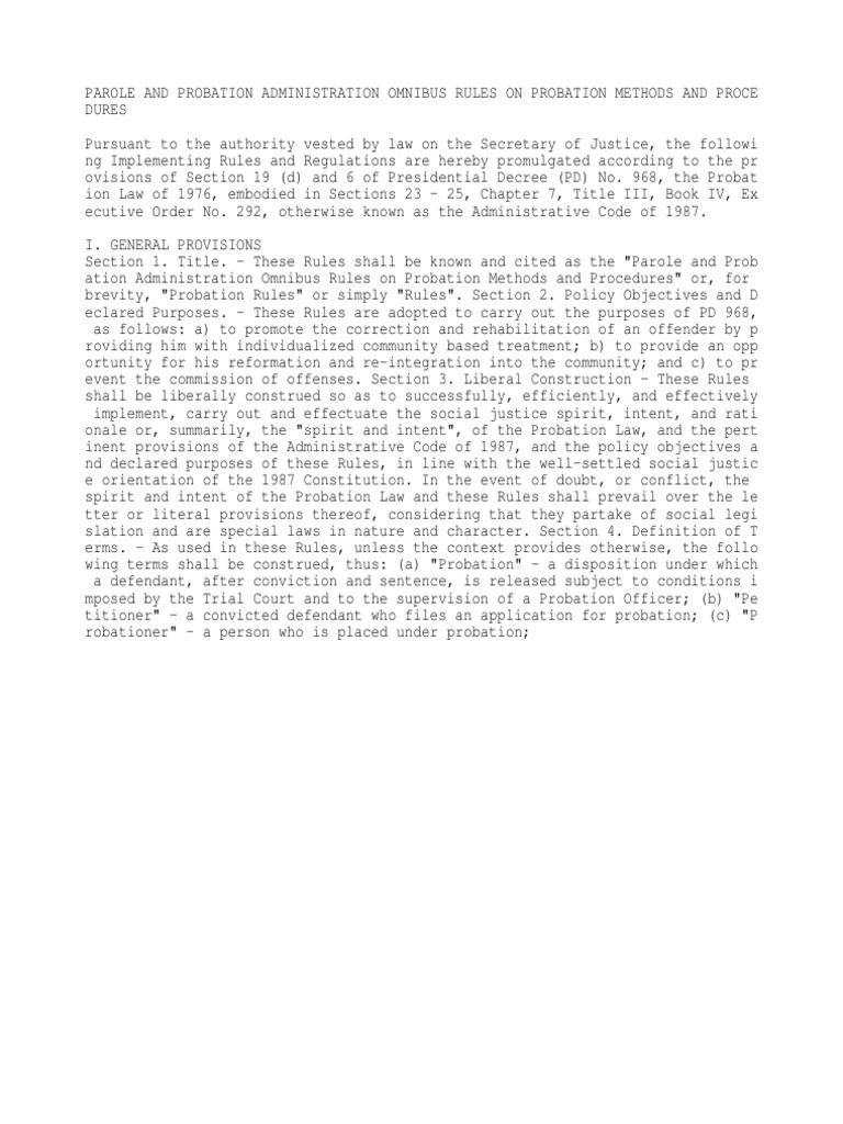 Omnibus Rules On Probation - Notes - 05012008 | PDF | Probation ...
