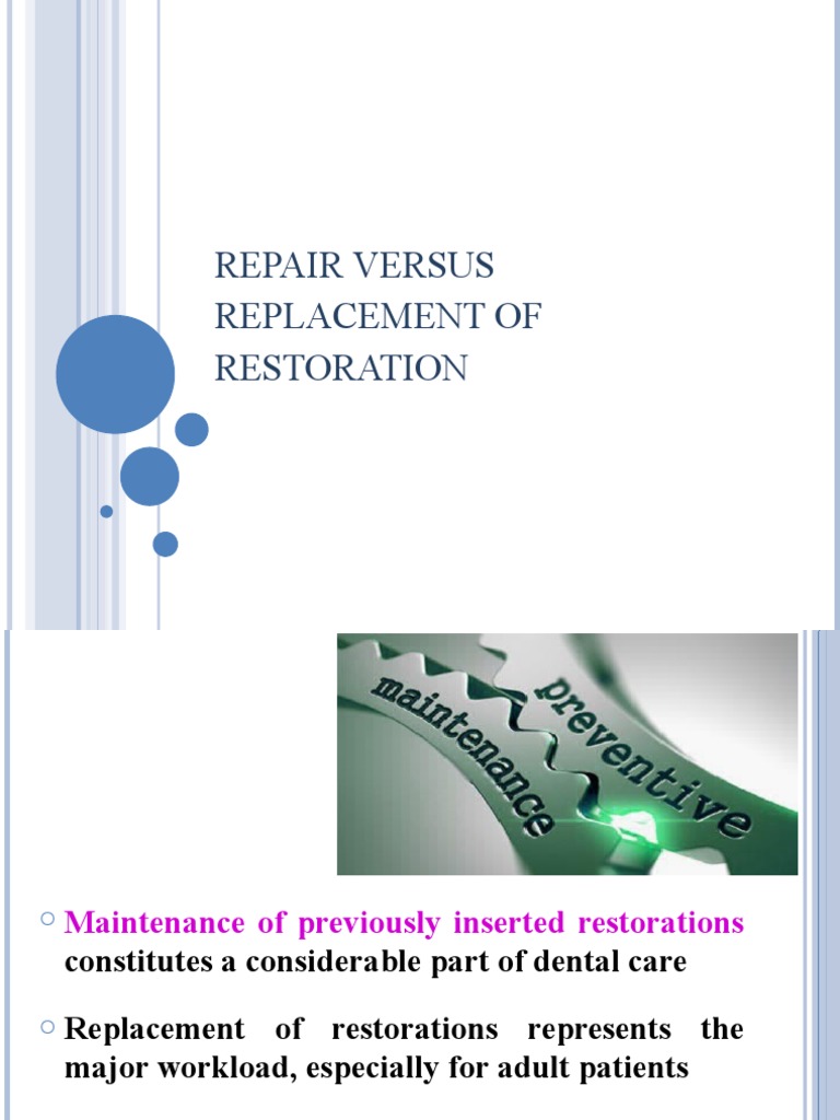 Repair Versus Replacement of Restoration | PDF | Dental Composite ...
