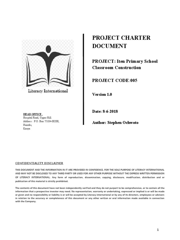 Project Charter Document Assignment | PDF | Schools | Literacy