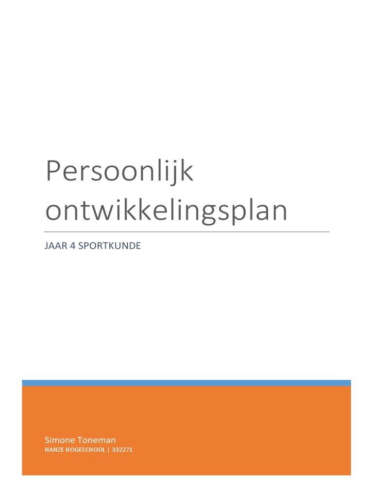 Persoonlijk Ontwikkelingsplan Incl. Inhoudsopgave | PDF