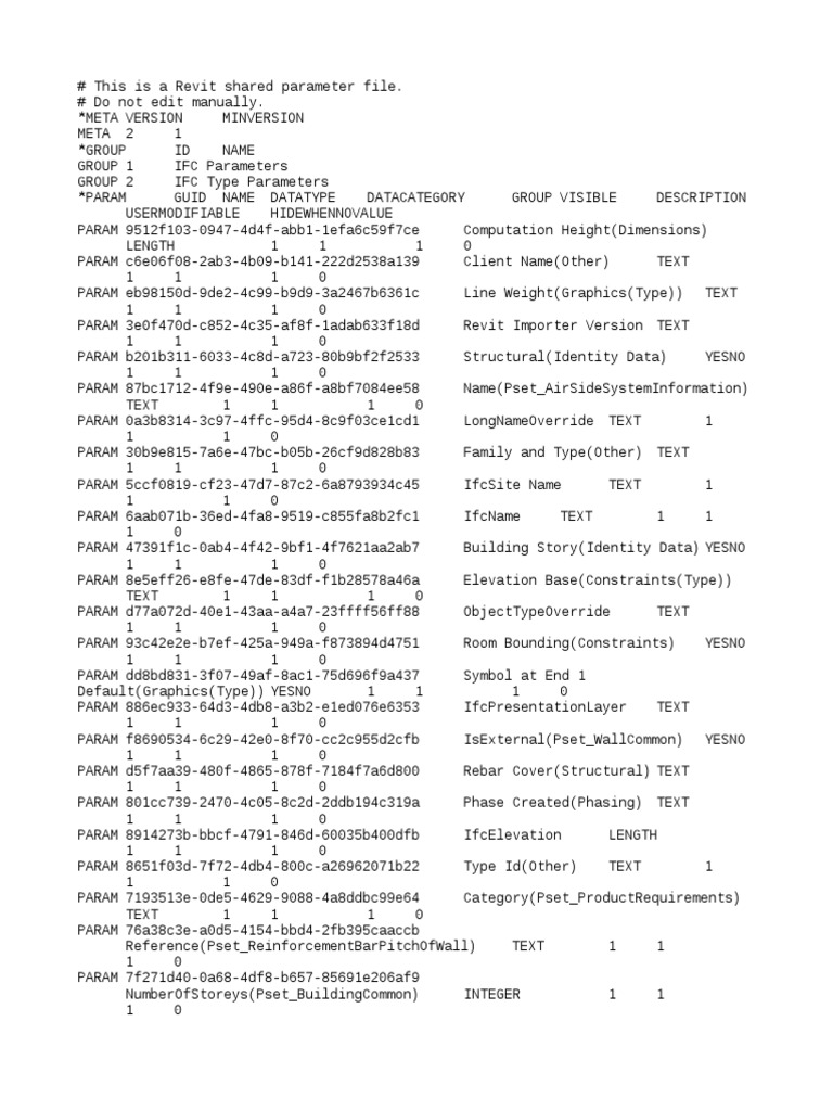 Revit Shared Parameter File Guide | PDF | Computer Engineering | Software Development