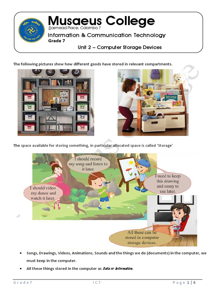 Study Pack Grade 7 ICT | PDF | Hard Disk Drive | Computer Data Storage
