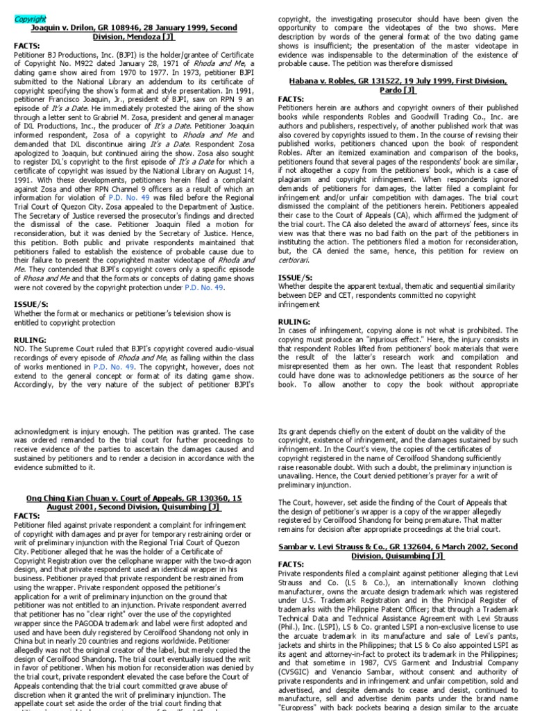 Analysis of Two Copyright Infringement Cases Regarding Television Show ...