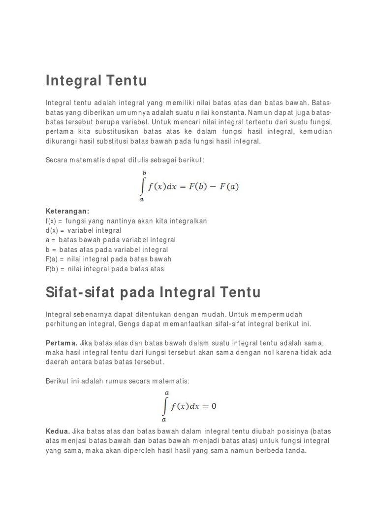 Defining Properties and Examples of Definite Integrals | PDF