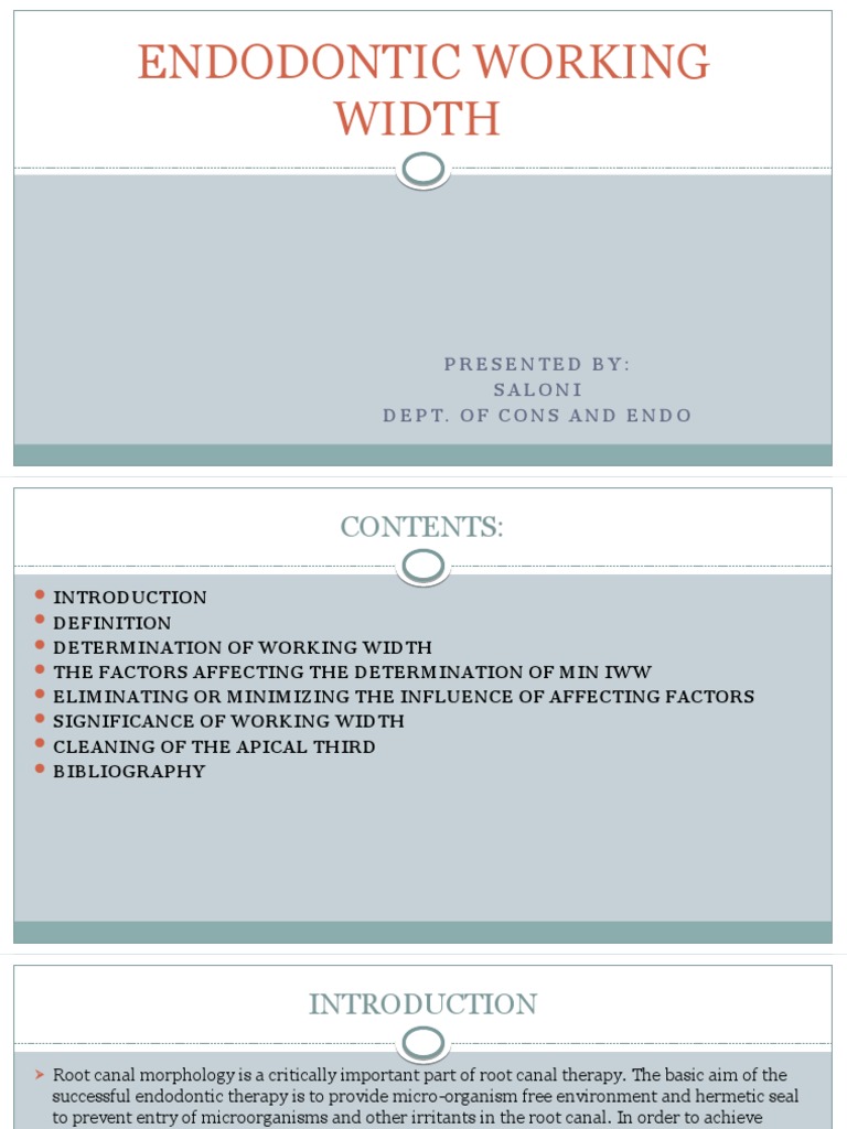 14.endodontic Working Width - Dr. Saloni | PDF | Mouth | Dentistry