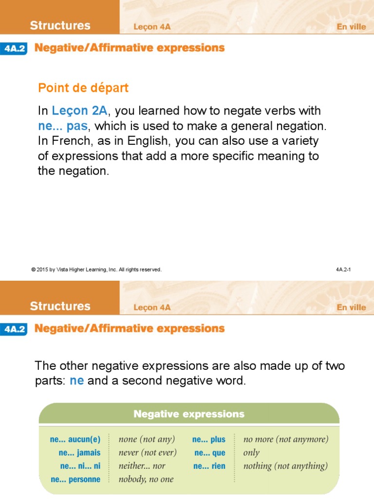 Negative and Affirmative in French | PDF | Verb | Grammatical Number