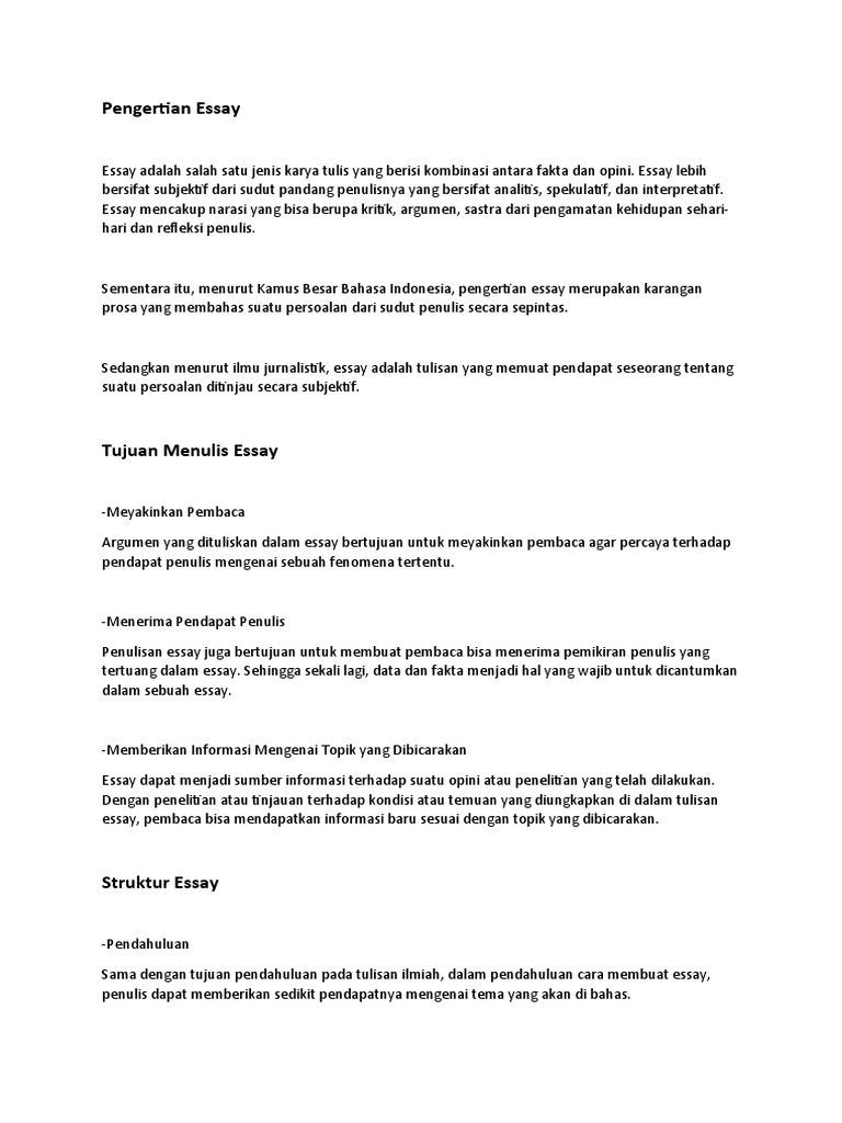 Pengertian Essay | PDF