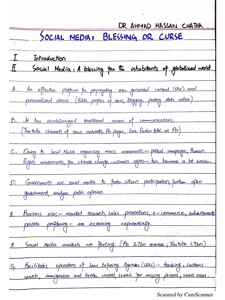 Essay - Social Media Blessing or Curse | PDF