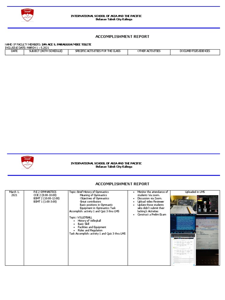 Faculty Accomplishment Report March 2021 | PDF