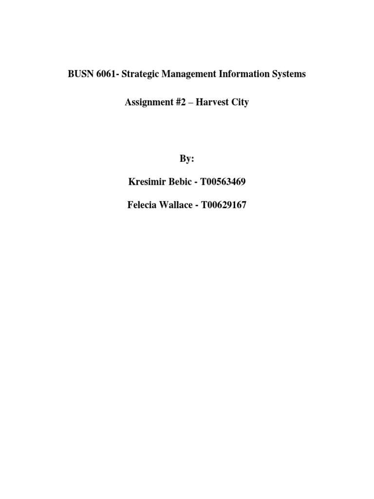 BUSN 6061 Assignment 2 Harvest City Case 1 PDF | PDF | Procurement