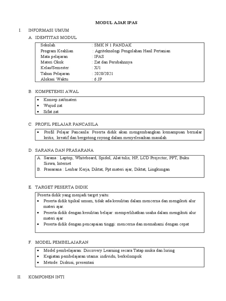 Template Modul Ajar IPAS | PDF