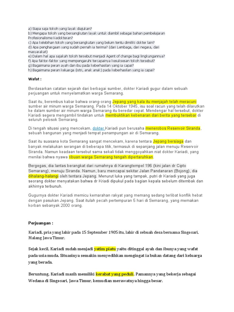 Dr. Kariadi: Pahlawan Kemanusiaan Semarang | PDF