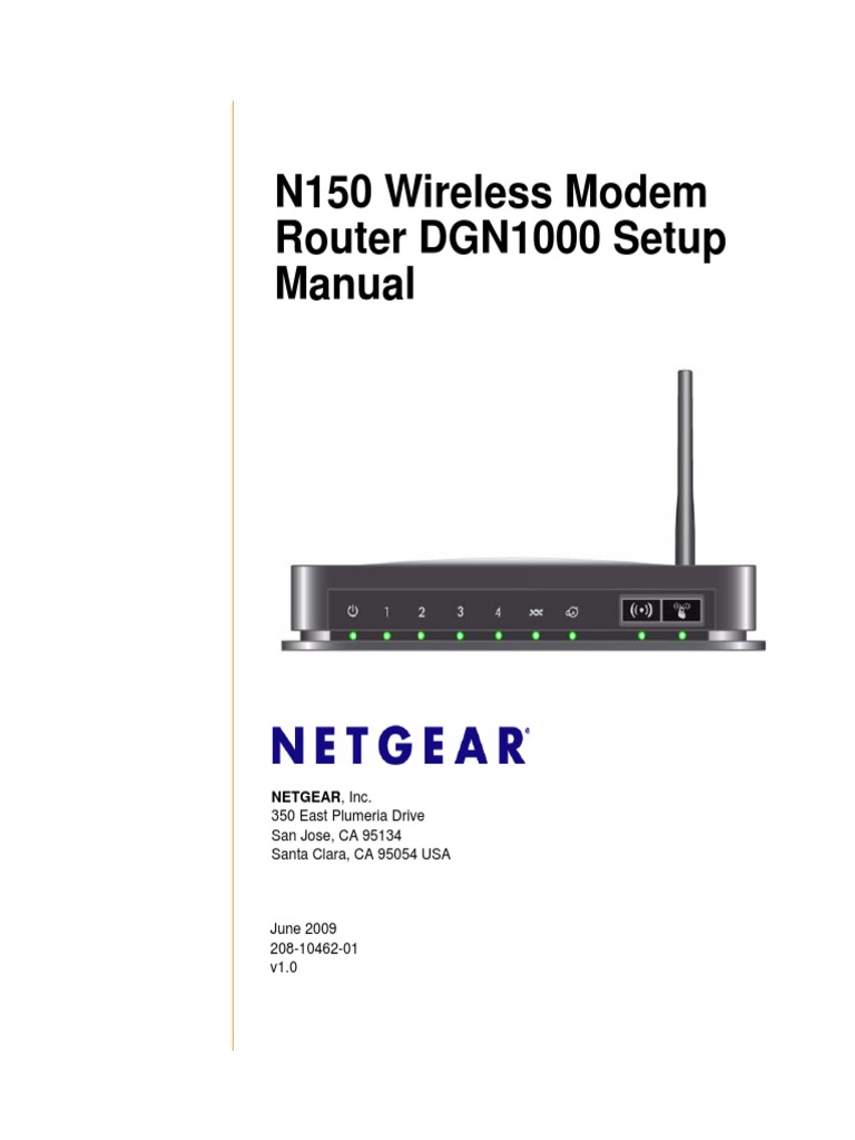 N150 Wireless Modem Router DGN1000 Setup Manual: Netgear, Inc | PDF ...