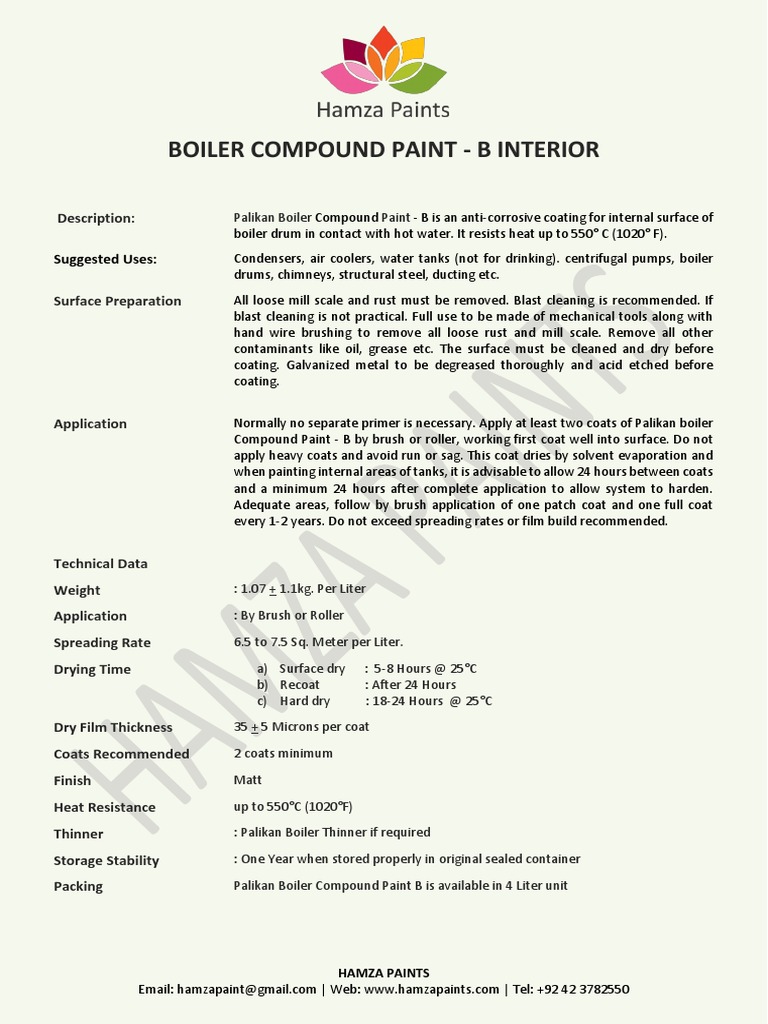Boiler Compound Paint - B Interior: Description | Download Free PDF ...