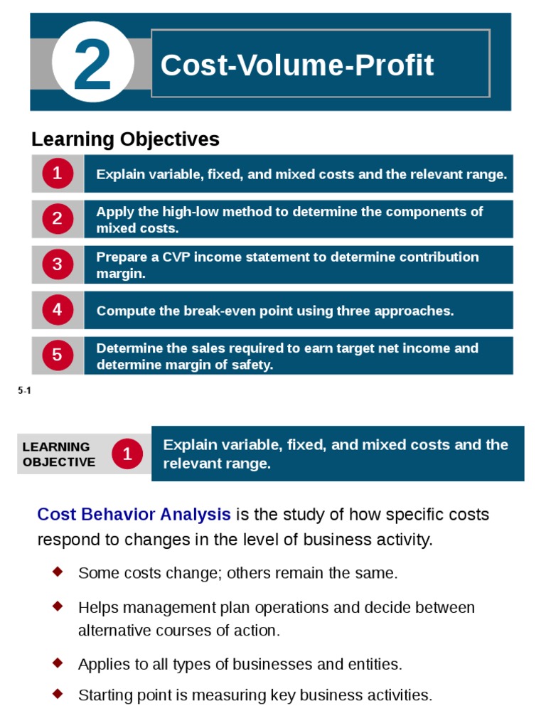 Cost-Volume-Profit: Learning Objectives | PDF | Business | Accounting