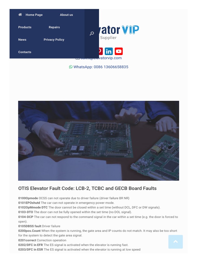 OTIS Elevator Fault Code: LCB-2, TCBC and GECB Board Faults - Elevatorvip - Com - 1627641777743 ...
