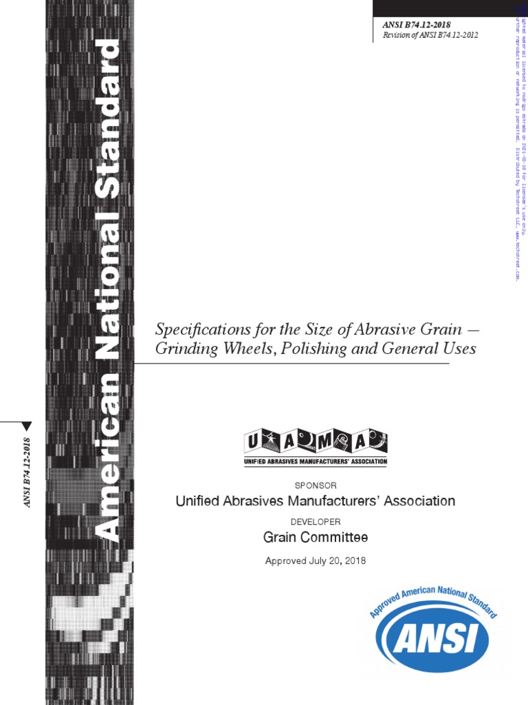 ANSI B74.12 - Jul2018 | PDF | Abrasive | Calibration