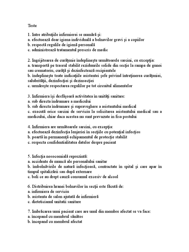 Teste Curs Infirmiera | PDF