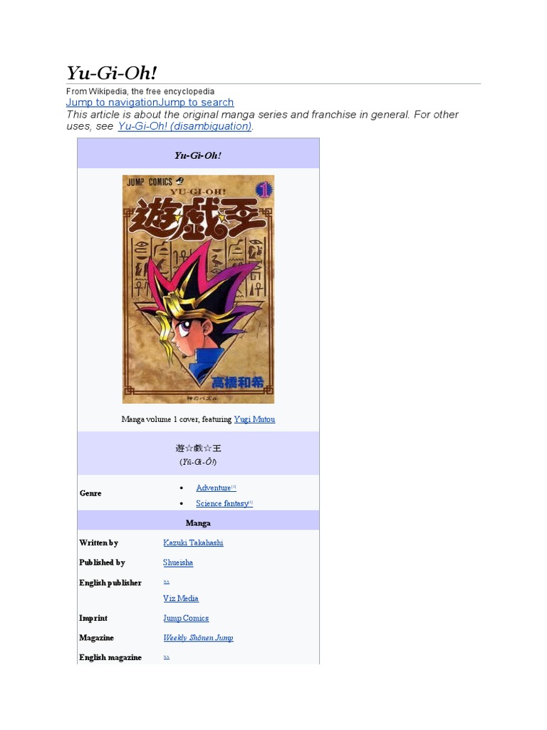 Yu Gi Oh Wikipedia | PDF | Entertainment