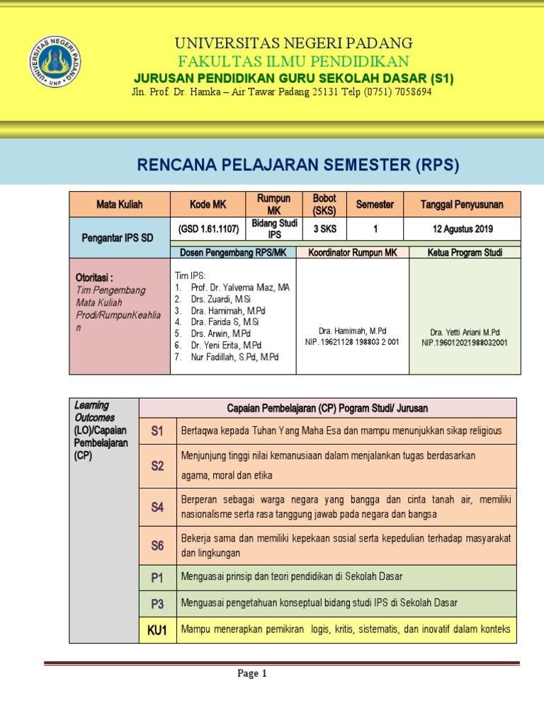 Rps Pengantar Ips SD 2021 | PDF
