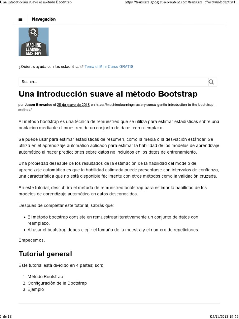Introduccion A Bootstrap | Descargar gratis PDF | Muestreo (Estadísticas) | Estadísticas