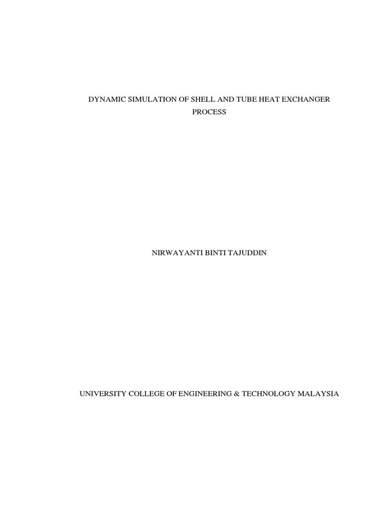 Dynamic Simulation of Shell and Tube Hea | PDF | Heat Transfer | Heat ...